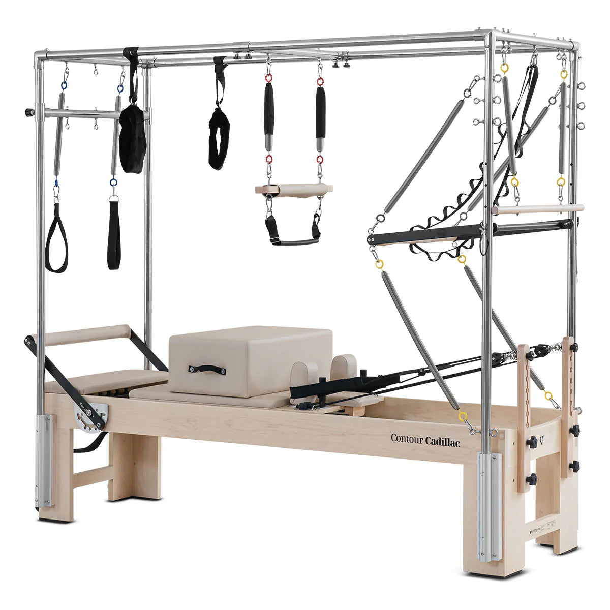 Beige Pilates Reformer with Full Trapeze Table – Manic Fitness